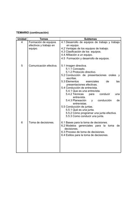 TEMARIO (continuación) U