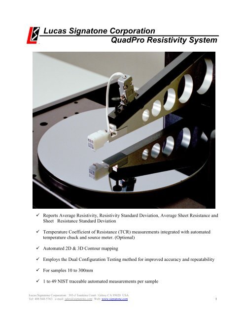 QUADPRO MANUAL SYSTEM - Four Point Probes