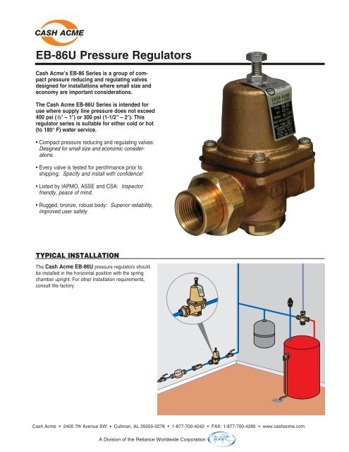 EB-86U Pressure Regulators - Cash Acme