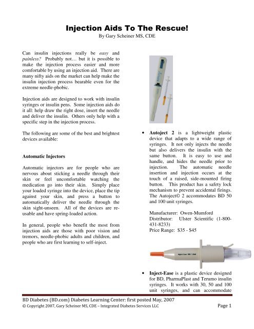 Injection Aids To The Rescue! - Integrated Diabetes Services