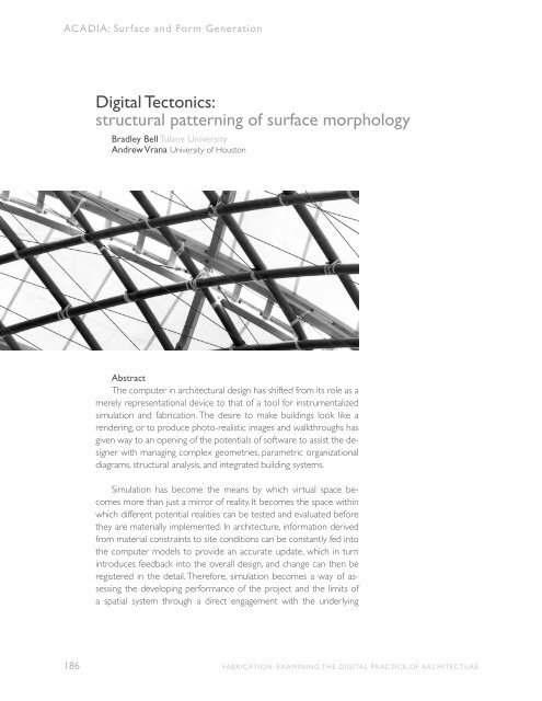 structural patterning of surface morphology - cumincad.scix.net