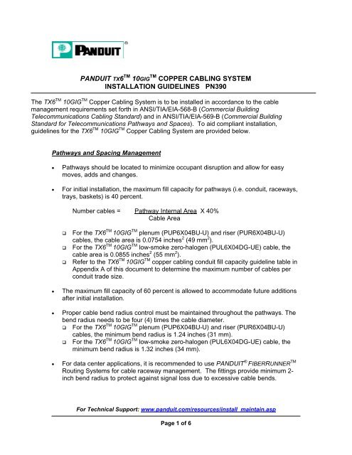 panduit tx6tm 10gigtm copper cabling system installation - Tech Data