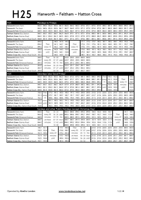 H25 Hanworth â Feltham â Hatton Cross - London Bus Routes