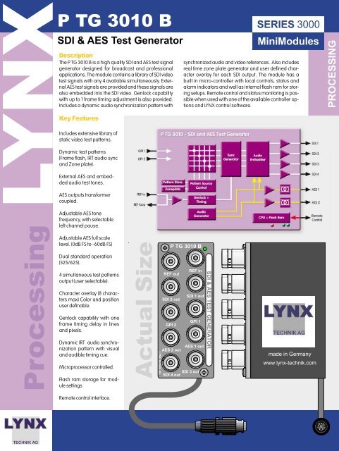 SDI & AES Test Generator - LYNX Technik AG
