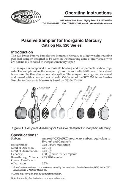 Download Mercury Passive Sampler Instructions (PDF) - SKC Inc.