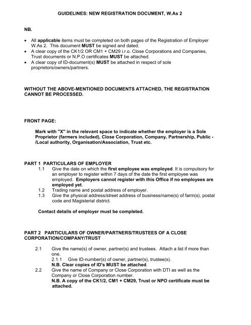 Guidelines for Registration