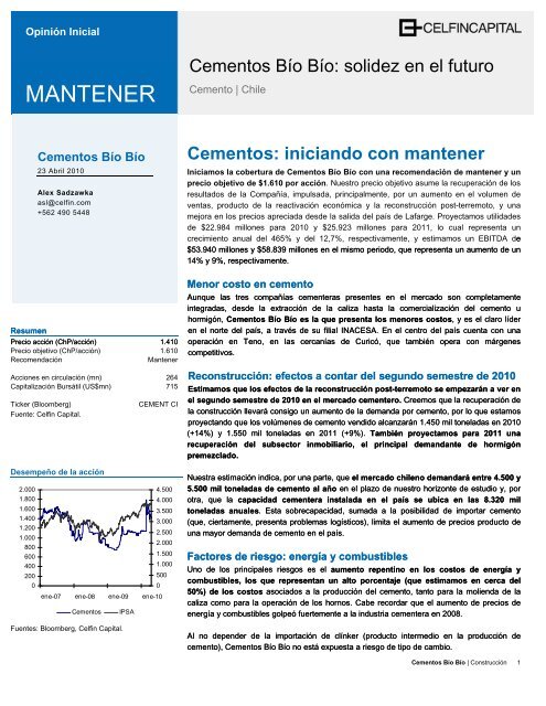 Cementos: iniciando con mantener - Celfin Capital