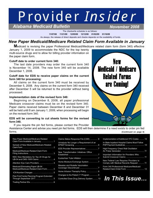 Nov 08 Provider Insider - Alabama Medicaid Agency - Alabama.gov