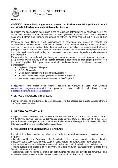 Lettera invito All1 - Comune di Borgo San Lorenzo