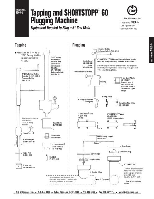 SHORTSTOPPÂ® 60 6 Inch Data Sheet - T.D. Williamson, Inc.