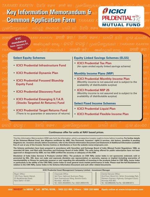 Key Information Memorandum & Common Application Form Key ...