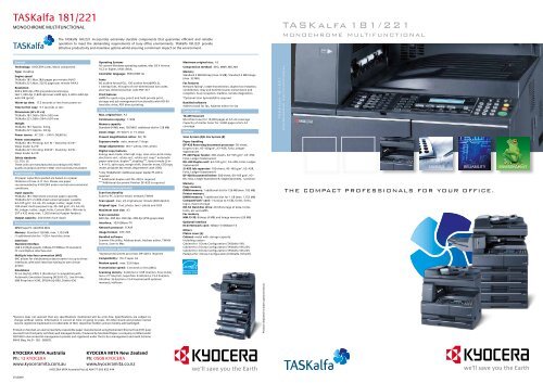 TASKalfa 181/221 TASKalfa 181/221 - KYOCERA Document Solutions