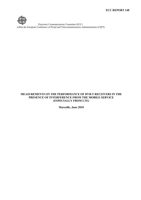 ECC REPORT 148 MEASUREMENTS ON THE PERFORMANCE ...