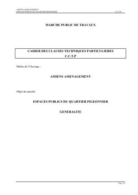 marche public de travaux cahier des clauses techniques ...