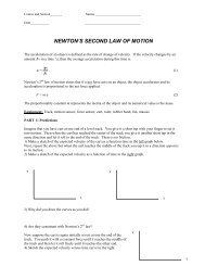 Newton's Second Law Example of Student Practice Worksheet