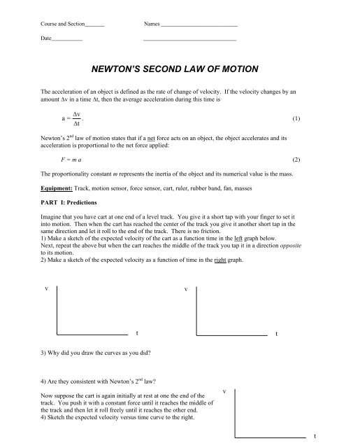 Newtons Second Law Worksheet