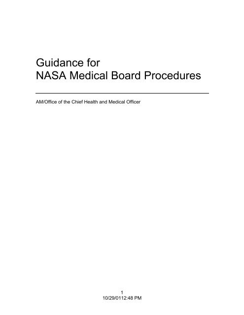 Guidance for NASA Medical Board Procedures - Task Book