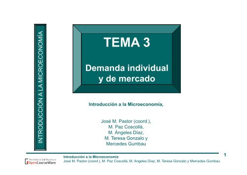 TEMA 3. La demanda individual y de mercado