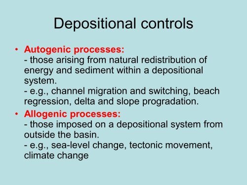 Depositional controls