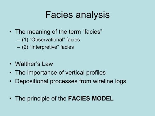 Facies analysis • The m