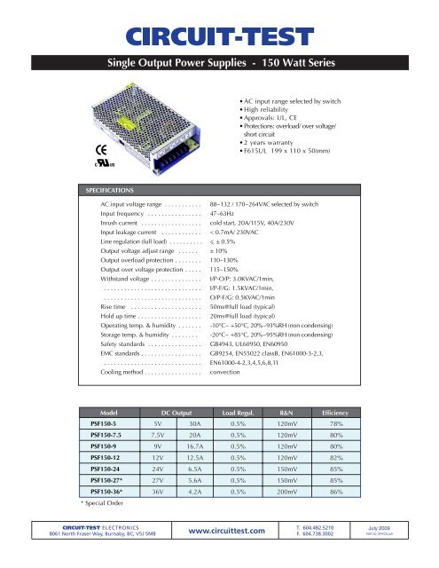 Download Specifications (PDF) - Circuit Test Electronics