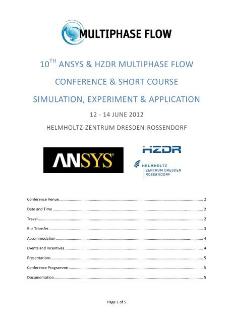 Conference Info - Multiphase Flow Conference & Short Course