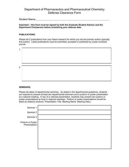 Defense Clearance Form