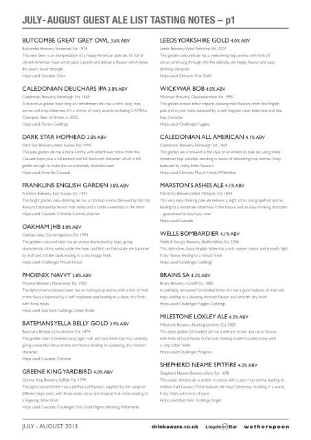 Tasting Notes - Wetherspoon Real Ale & Cider Festival