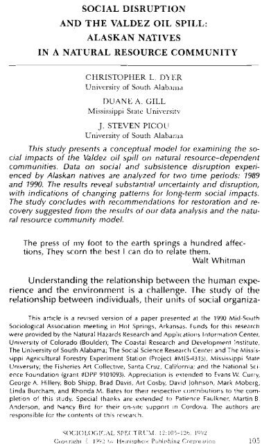 Alaskan Natives In a Natural Resource Community - Steven Picou