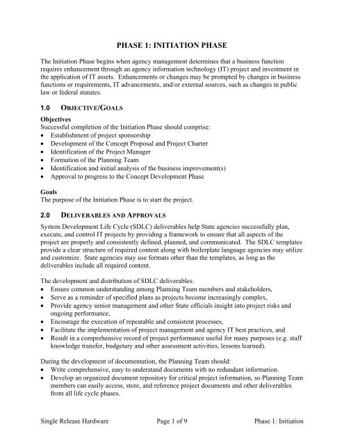 PHASE 1: INITIATION PHASE