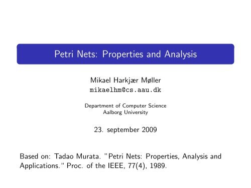 Petri Nets: Properties and Analysis