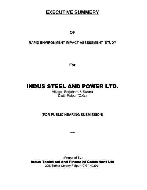 indus steel and power indus steel and power ltd. - Chhattisgarh ...
