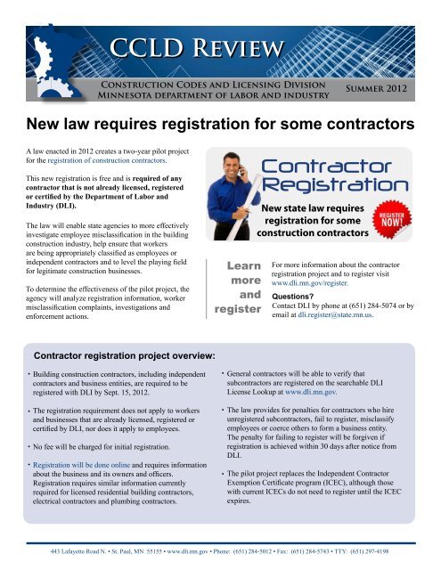 CCLD Review - Minnesota Department of Labor and Industry