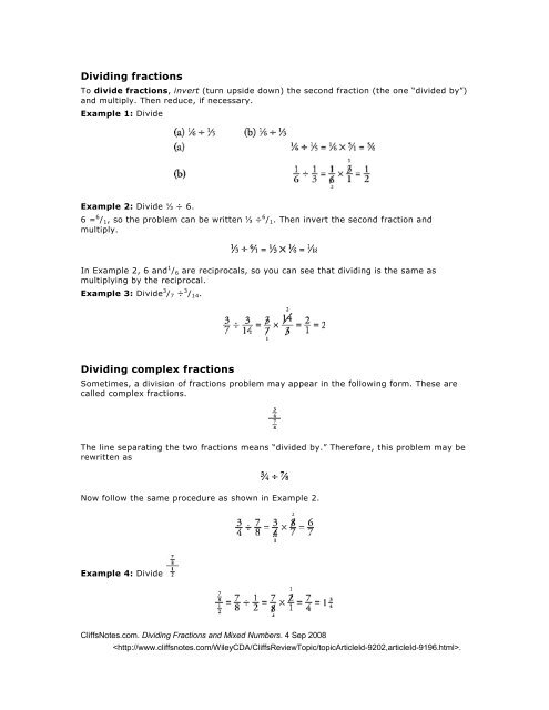 Dividing fractions Dividing complex fractions
