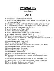 SHORT ANSWER STUDY GUIDE QUESTIONS - Pygmalion Act One ...