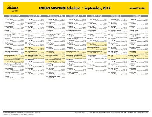 ENCORE SUSPENSE Schedule - September, 2012 - Starz