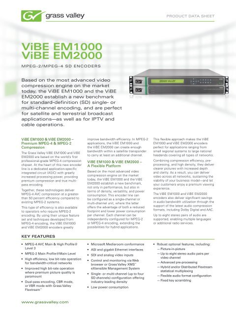 ViBE EM1000 ViBE EM2000 MPEG-2/MPEG-4 SD ... - TBC Integration