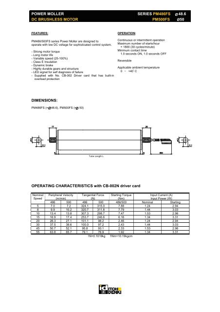 POWER MOLLER DC BRUSHLESS MOTOR SERIES PM486FS ...