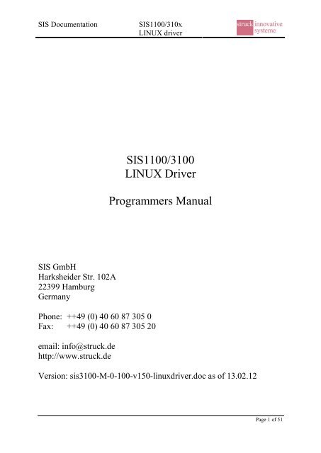 LINUX driver manual 1.50 - Struck Innovative Systeme