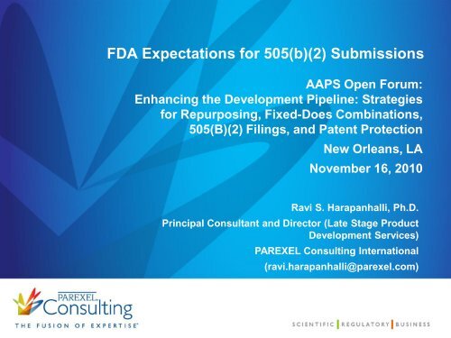 FDA Expectations for 505(b)(2)