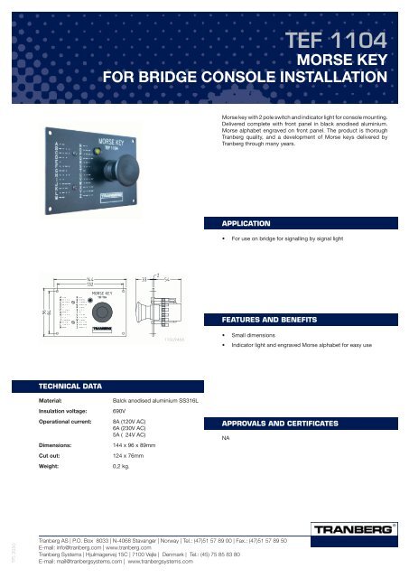 Datasheet - Tranberg