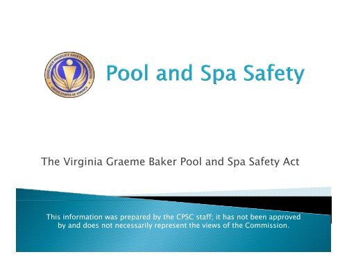 Virginia Graeme Baker Pool and Spa Safety Act - Rick English ...