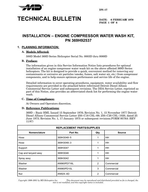 TECHNICAL BULLETIN - MD Helicopters