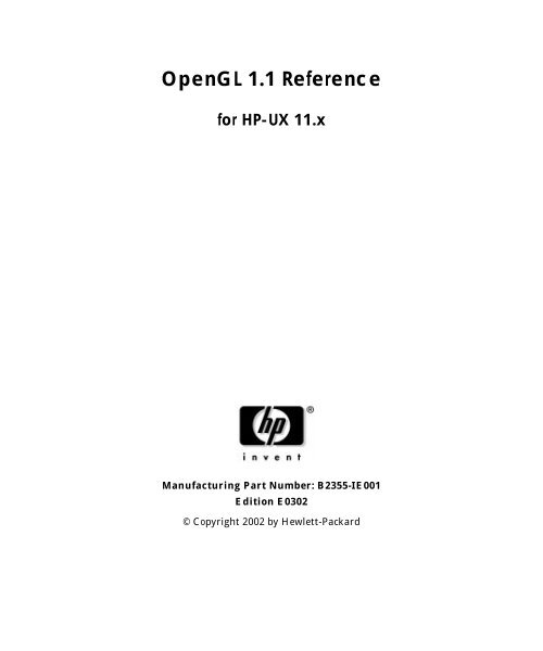 OpenGL 1.1 Reference for HP-UX 11.x - LPS
