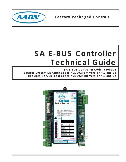 SA E-BUS Controller Technical Guide - Orion Control Systems