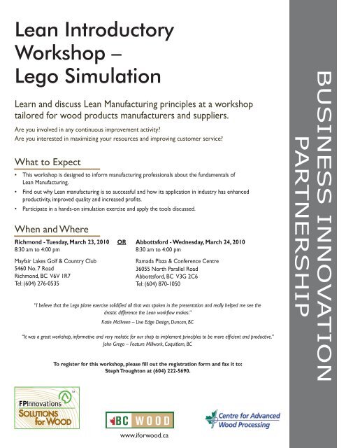 Lean Introductory Workshop â Lego Simulation - Solutions for Wood