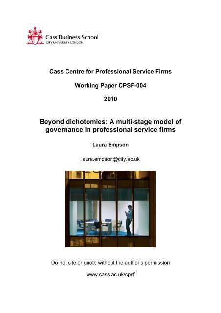 A multi-stage model of governance in ... - Cass Knowledge