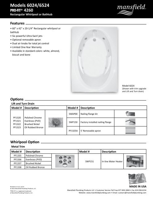 Spec Sheet - Mansfield