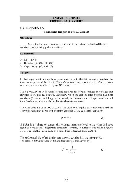 Transient Response of RC cirucit