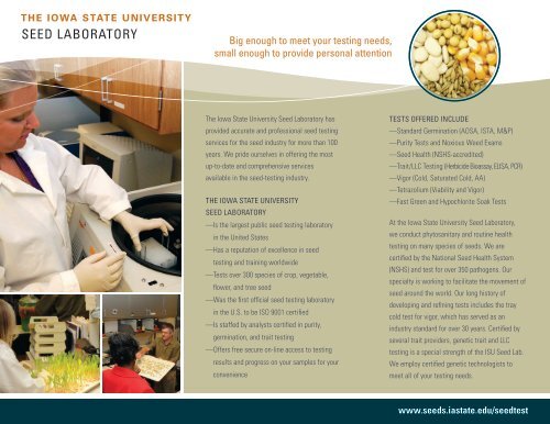 ISU Seed Laboratory - Seed Science Center - Iowa State University